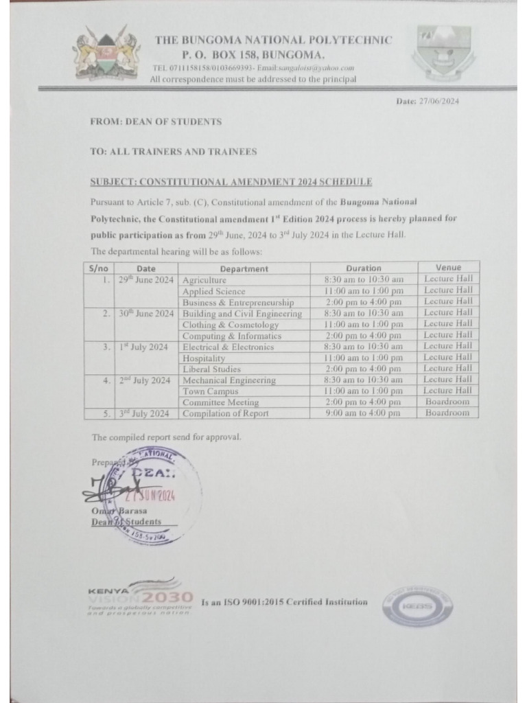 Constitution Amendment Schedule 2024 | PDF
