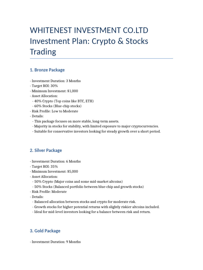 Crypto Stocks Investment Plan | PDF | Investing | Cryptocurrency