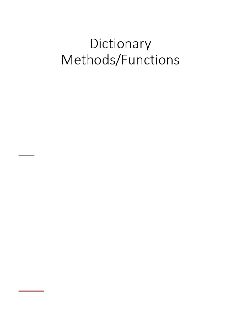 dictionary_methods | PDF | Function (Mathematics) | Applied Mathematics