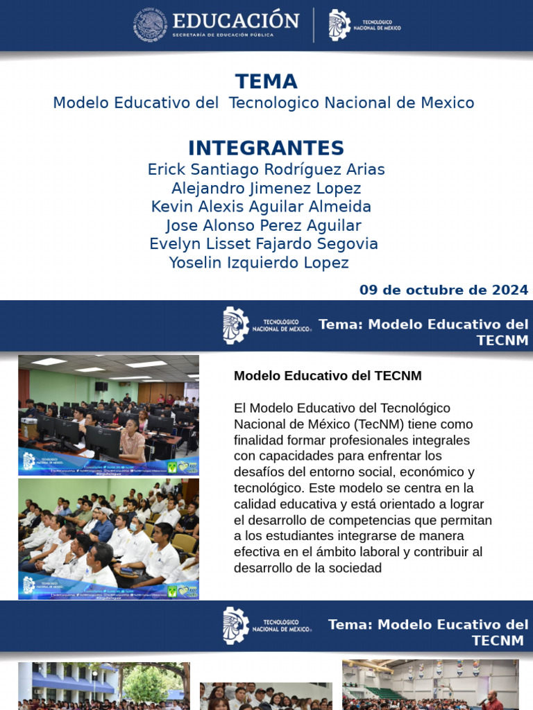 Modelo Educativo Del Tecnm Presentacion | PDF | Aprendizaje | Evaluación