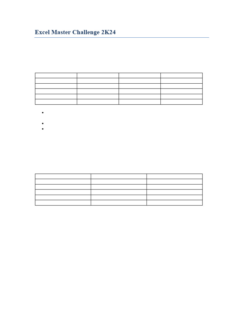 Excel Master Challenge 2K24 Overview | PDF