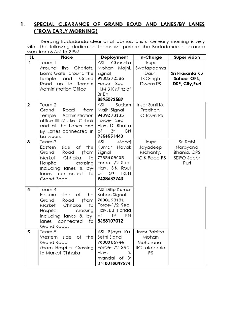 Grand Road Clearance and Security Plan | PDF