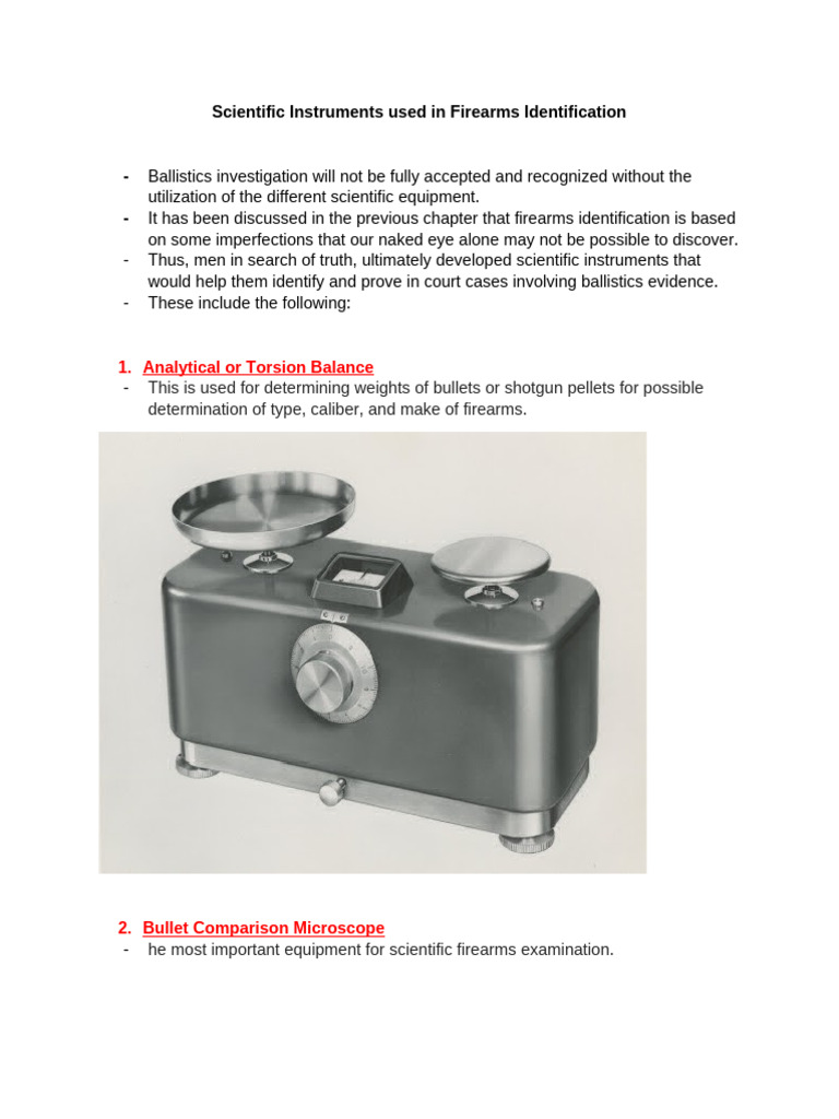 Scientific Instruments Used in Firearms Identification | PDF | Bullet ...