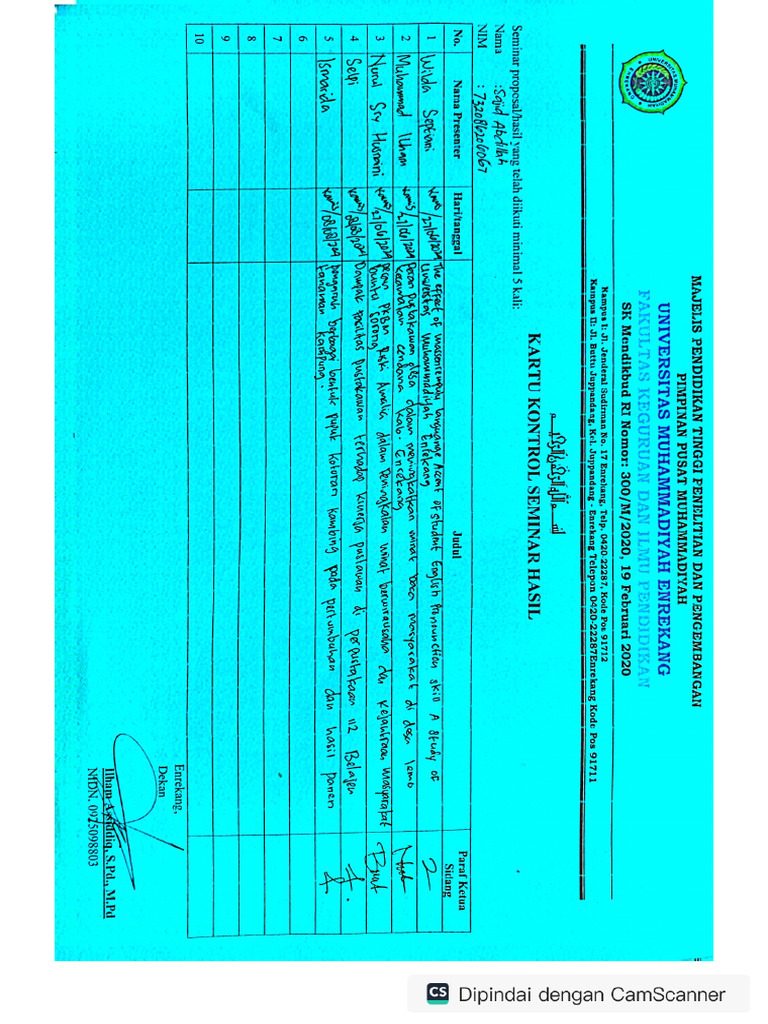 Kartu Kontrol Sajid | PDF