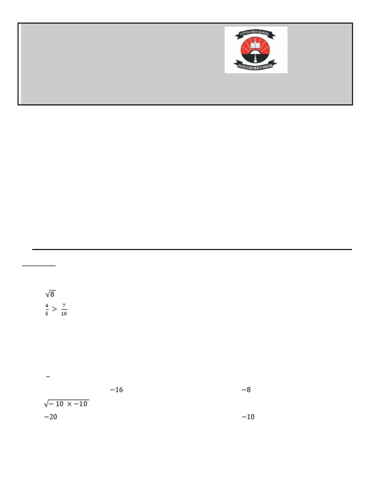 Grade 8 Exam T4 P1 2024 LHS | PDF | Mathematics