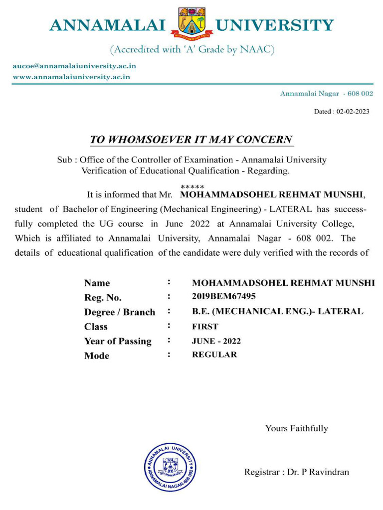 Verification Letter | PDF