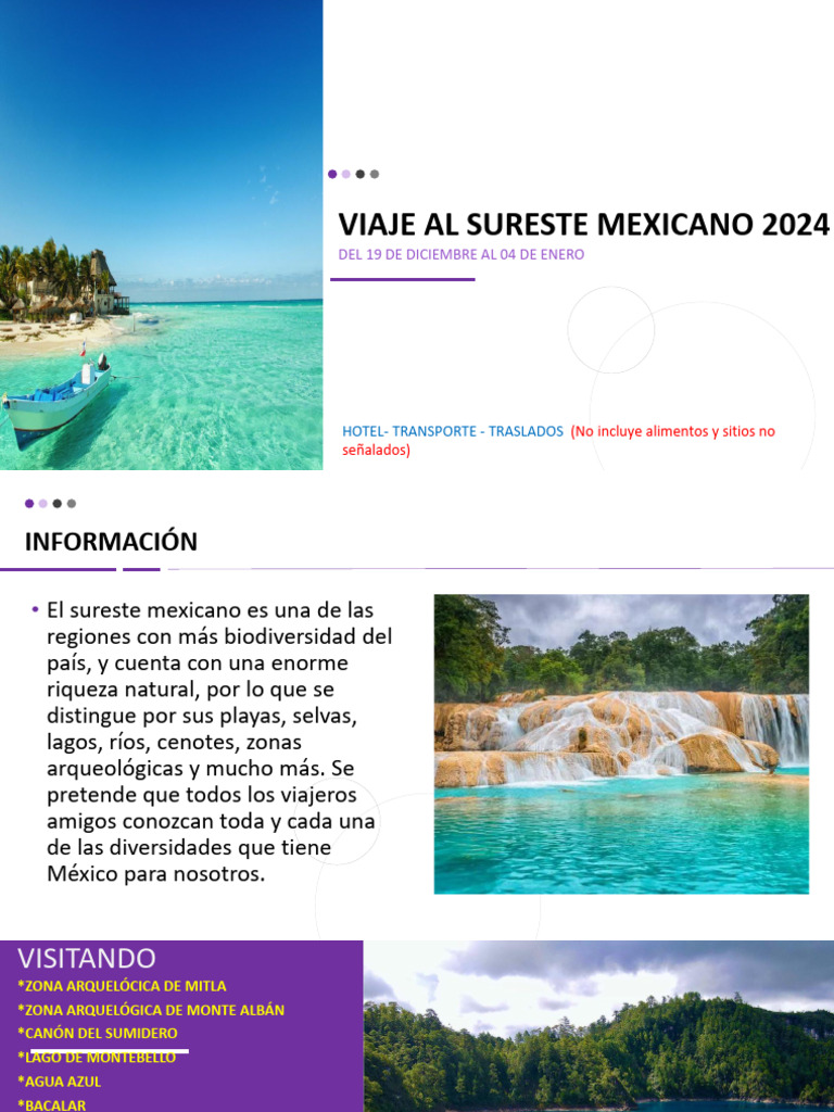 Viaje Al Sureste Mexicano 2024 | PDF