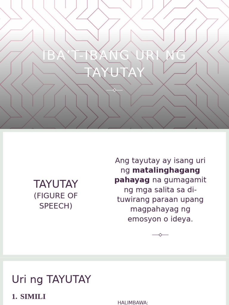 Ibat Ibang Uri NG Tayutay | PDF
