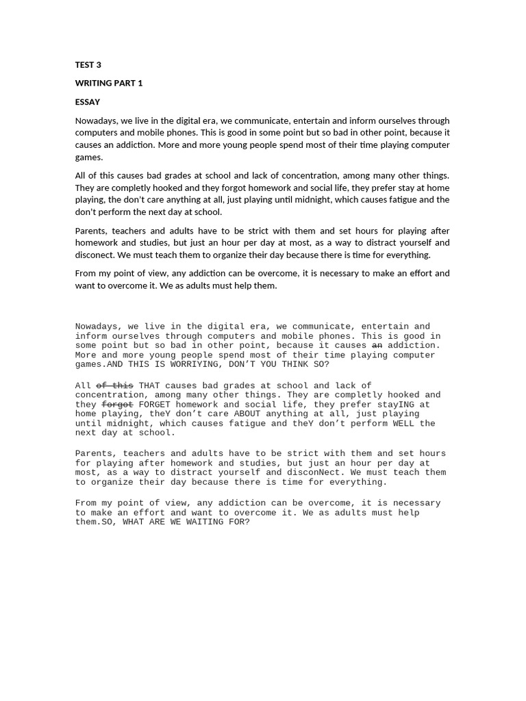 TEST 3 Writing Part 1 Essay | PDF | Lifestyle