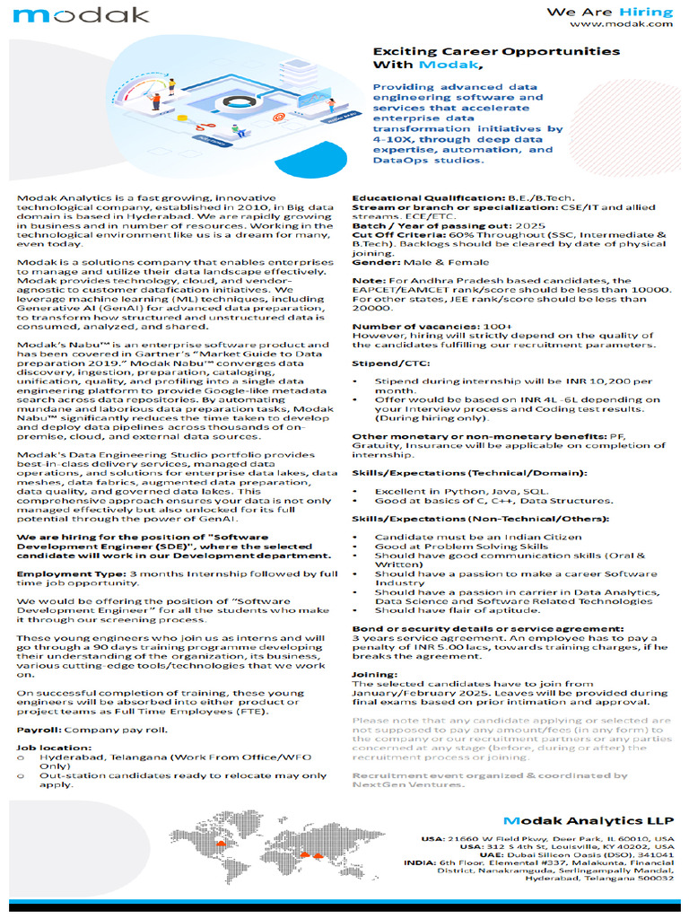 Modak Analytics SDE Engg 2025 Batch | PDF