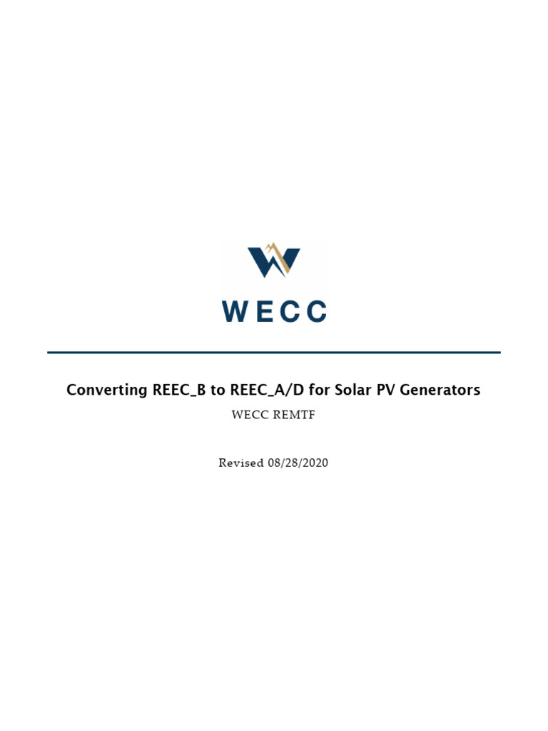 WECC White Paper On Converting REEC Rev202008 | PDF | Photovoltaic ...