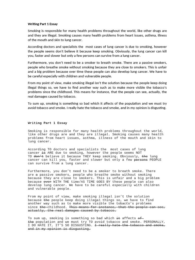 Writing Part 1 Essay | PDF | Smoking | Tobacco Smoking