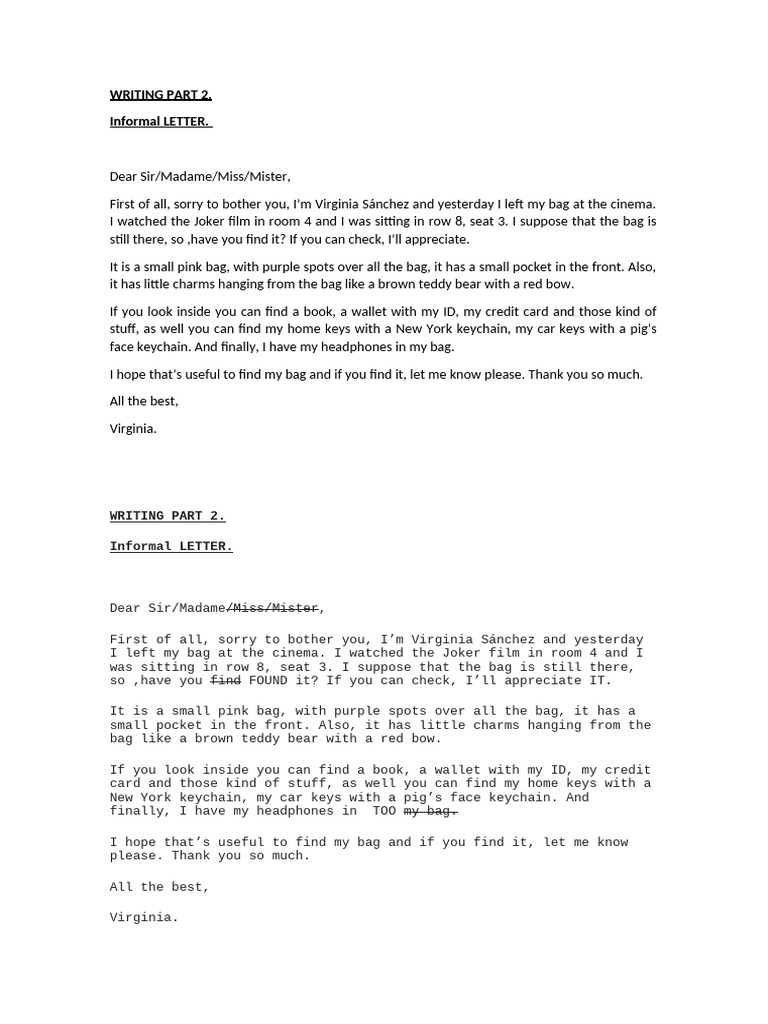 WRITING PART 2 Letter | PDF | Poetry