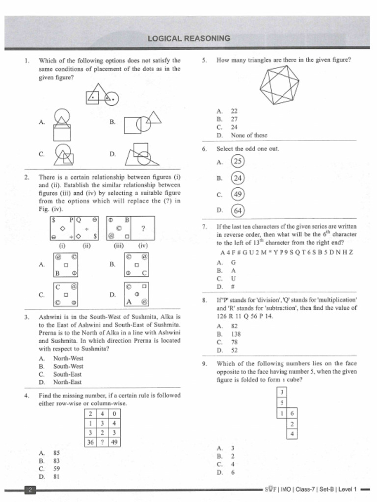 IMO - Class 7 - 2019-20 | PDF