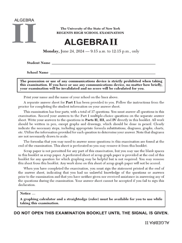 NYS Regents A2 24june | PDF