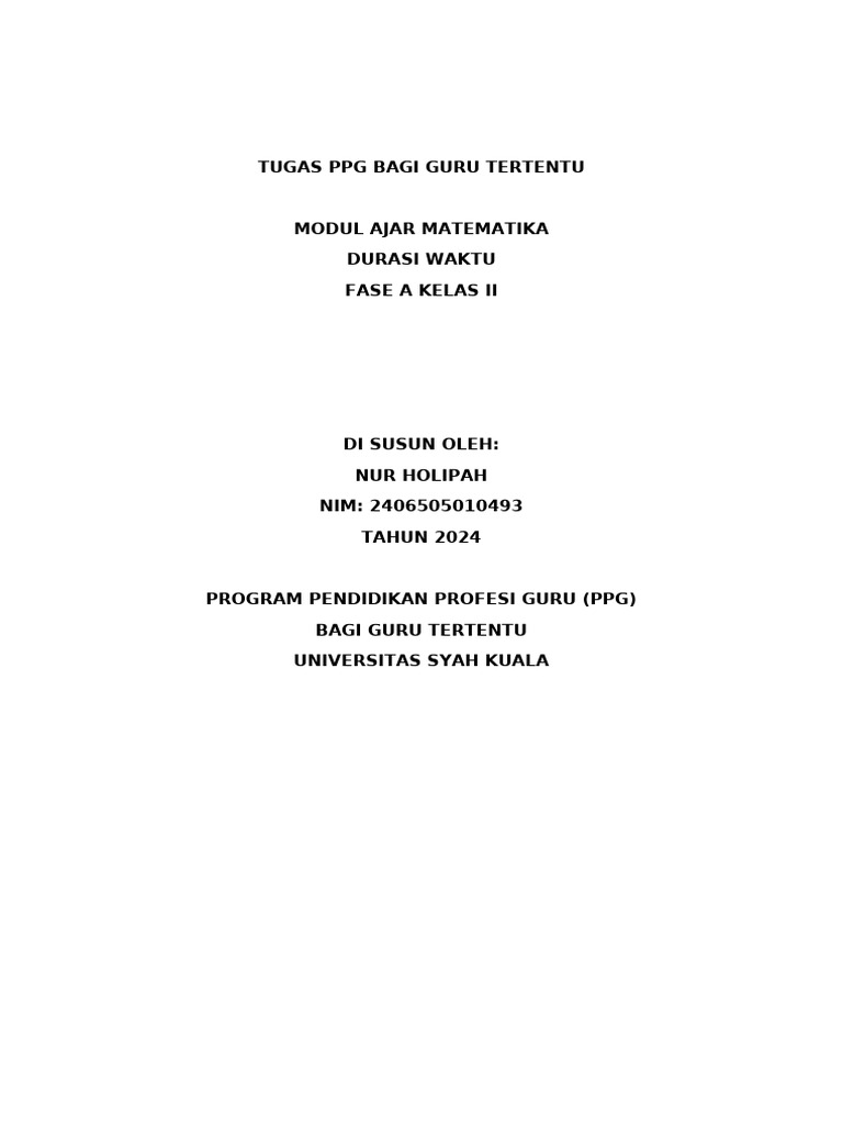 Modul Ajar Durasi Waktu Kelas 2 SD | PDF