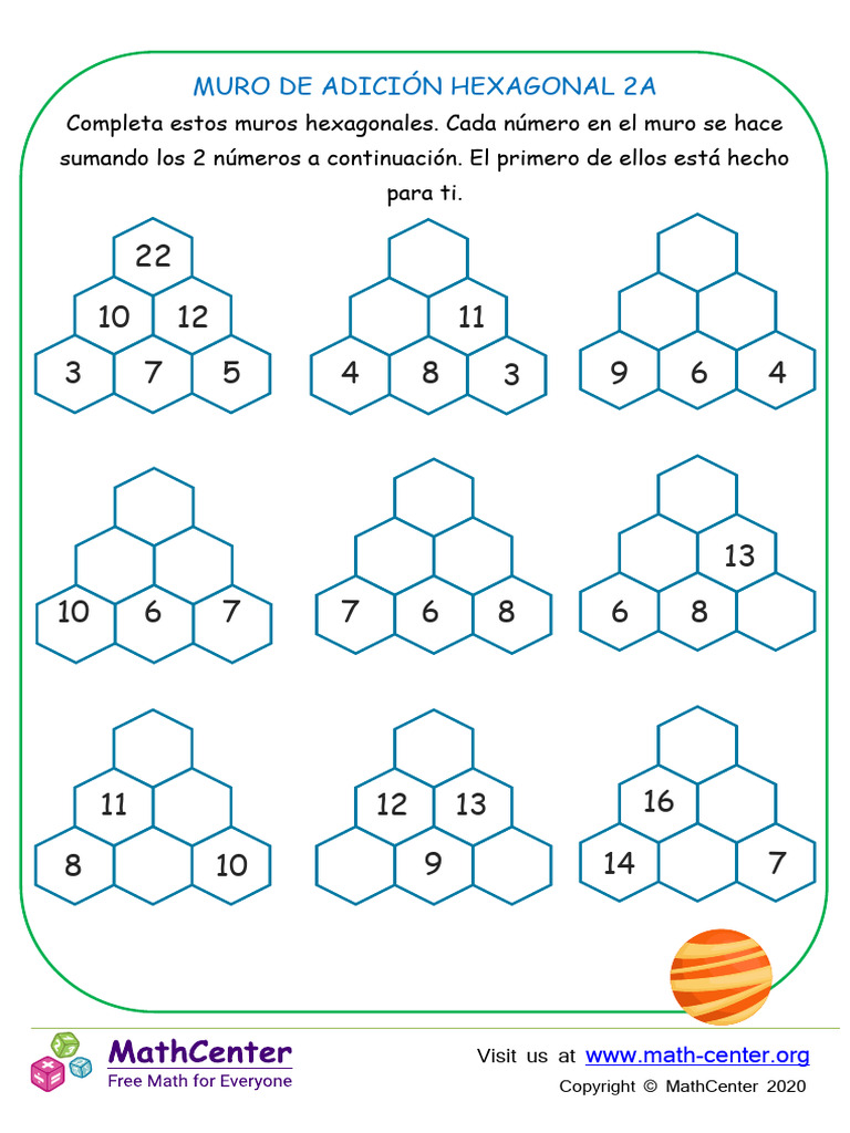 Hexagon Addition Wall 2a Questions | PDF