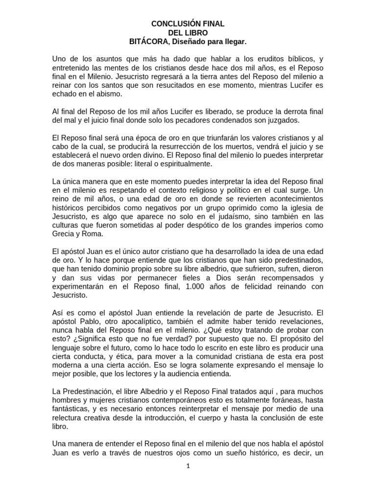 Conclusión Final Libro Bitacora | PDF | Jesús | Dios