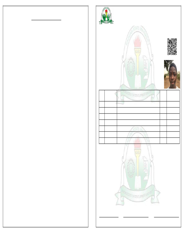 Exam Card - Second Semester, 2023 - 2024 | PDF