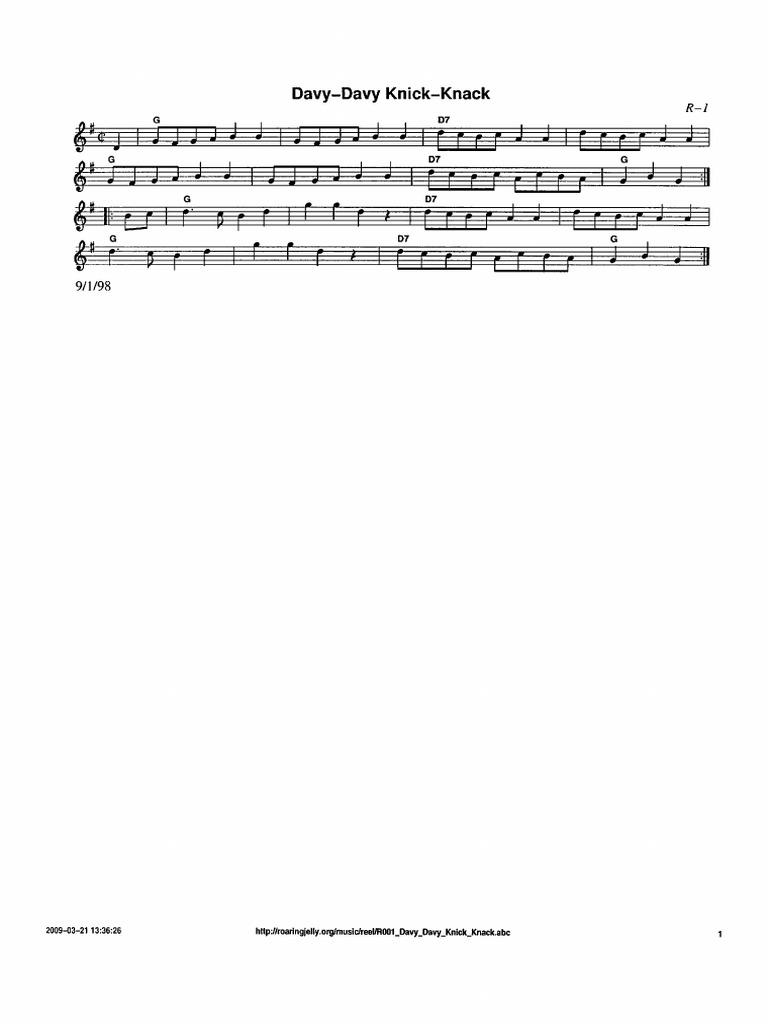 Davy Davy Knick Knack | PDF