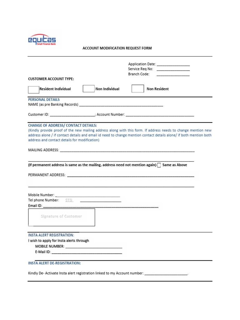 Annexure 2 Account Modification Request Form | PDF