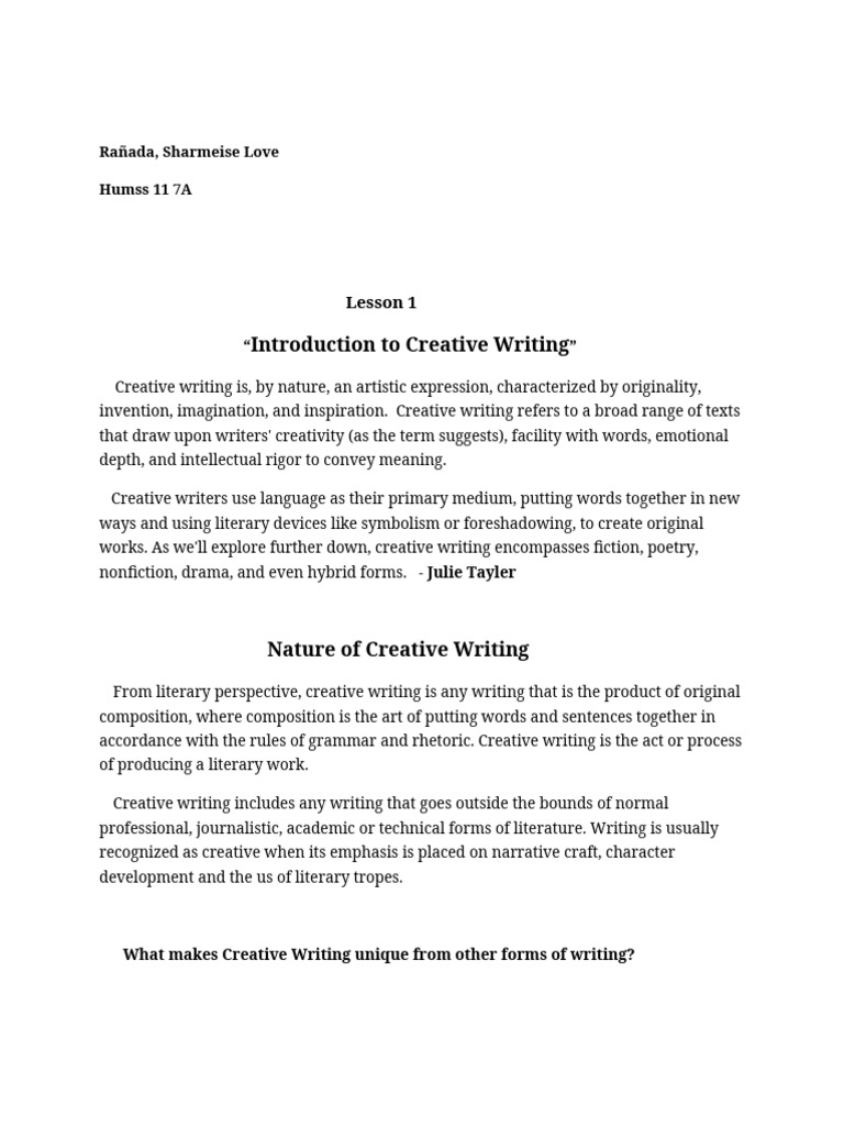 Share RAÑADA, SHARMEISE LOVE | PDF | Creative Nonfiction | Creativity