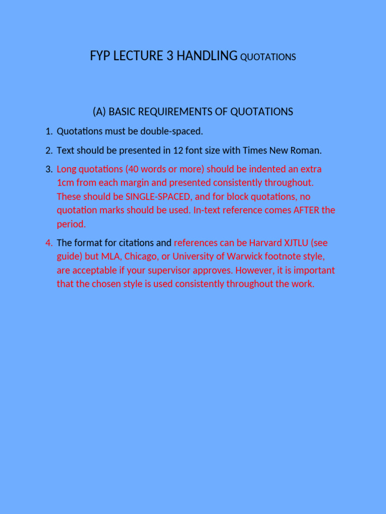 Fyp Lecture 3 Handling Quotations | PDF | Ellipsis | Language Mechanics