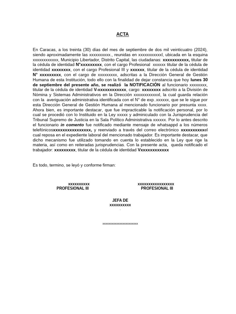 acta de notificacion | PDF acta de notificacion | PDF