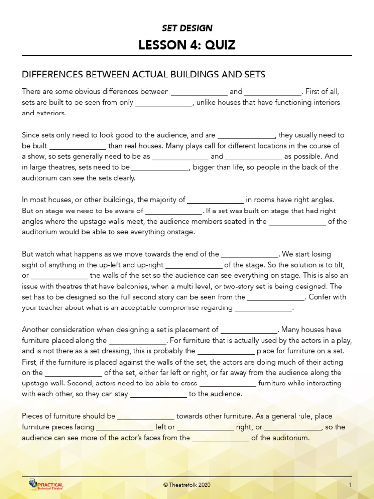 Annotated-Introduction To Technical Theatre PR Esson 4 Quiz | PDF ...