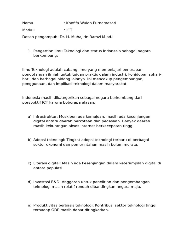 Tugas ICT Khofifa | PDF