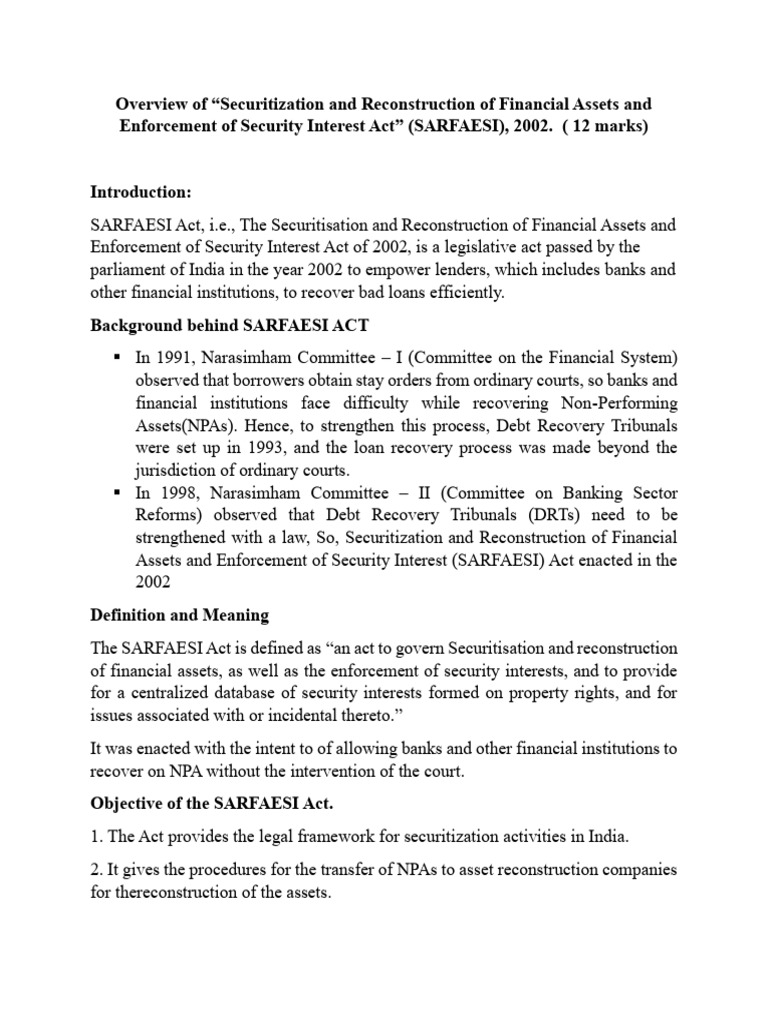 Sarfaesi 12 Marks | PDF | Security Interest | Securitization