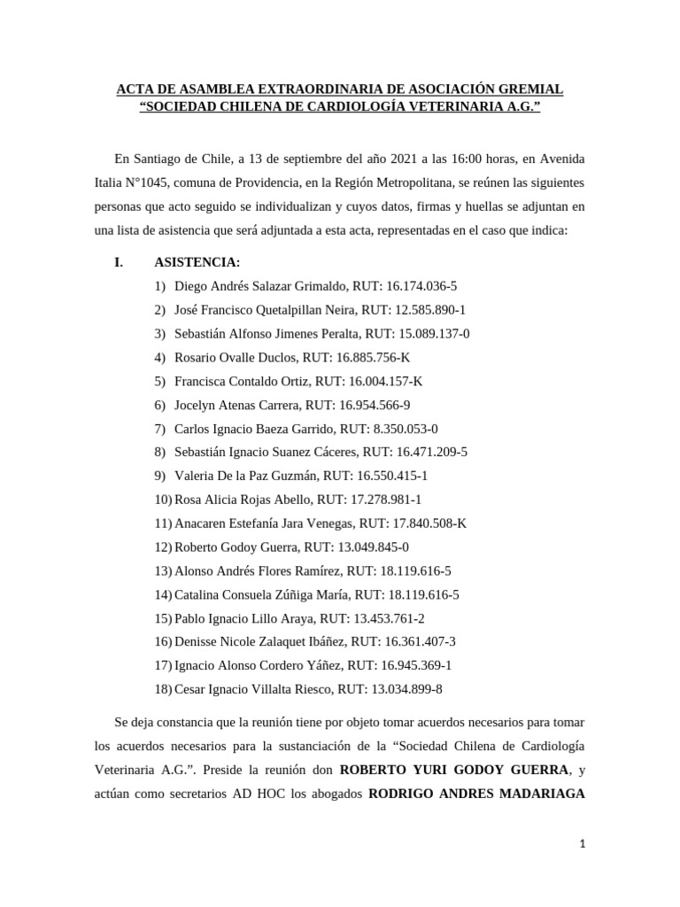 Acta Asamblea Extraordinaria | PDF