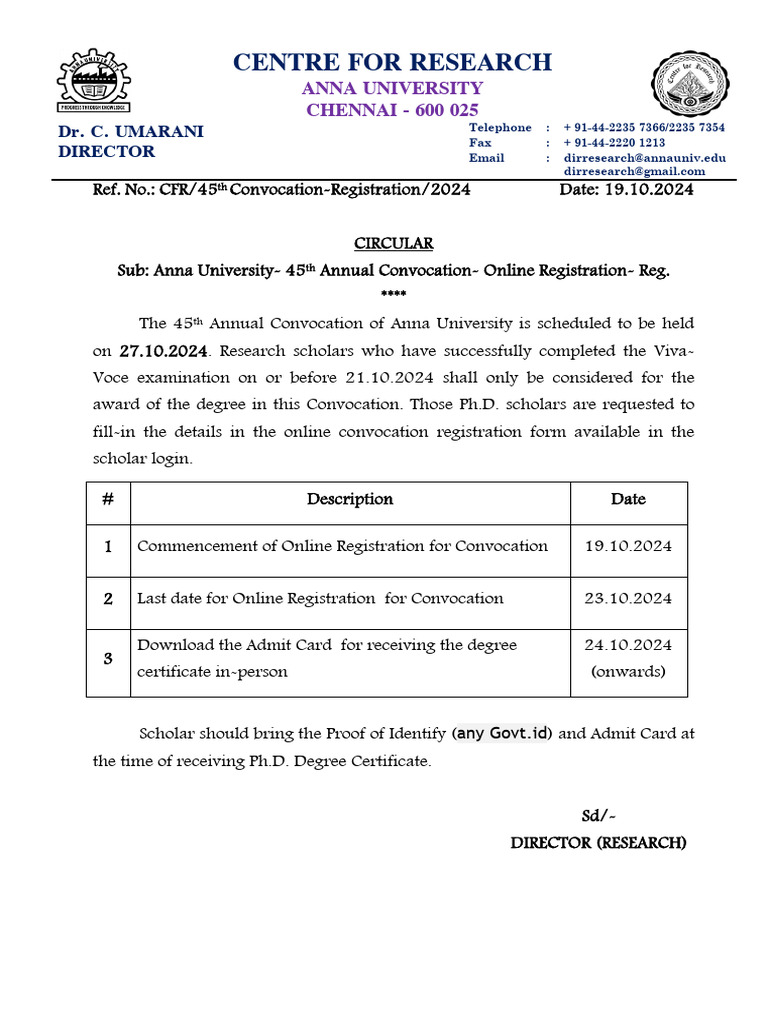 45th Convocation Online Registration | PDF