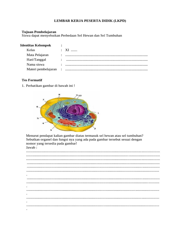 LKPD 2 Perbedaan Sel Hewan Dan Sel Tumbuhan | PDF | Game & Aktivitas | Komputer