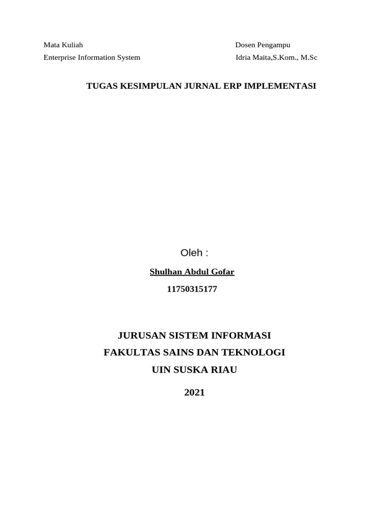 Faktor Keberhasilan Implementasi ERP | PDF
