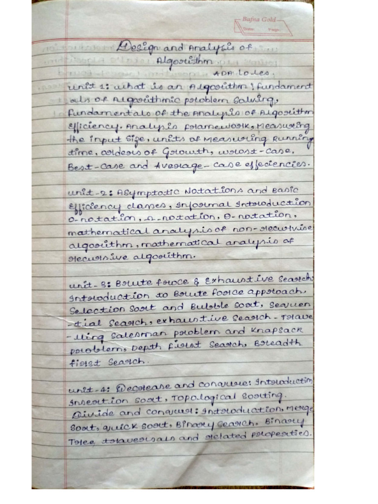 ADA5th Semester BCA BTech | PDF