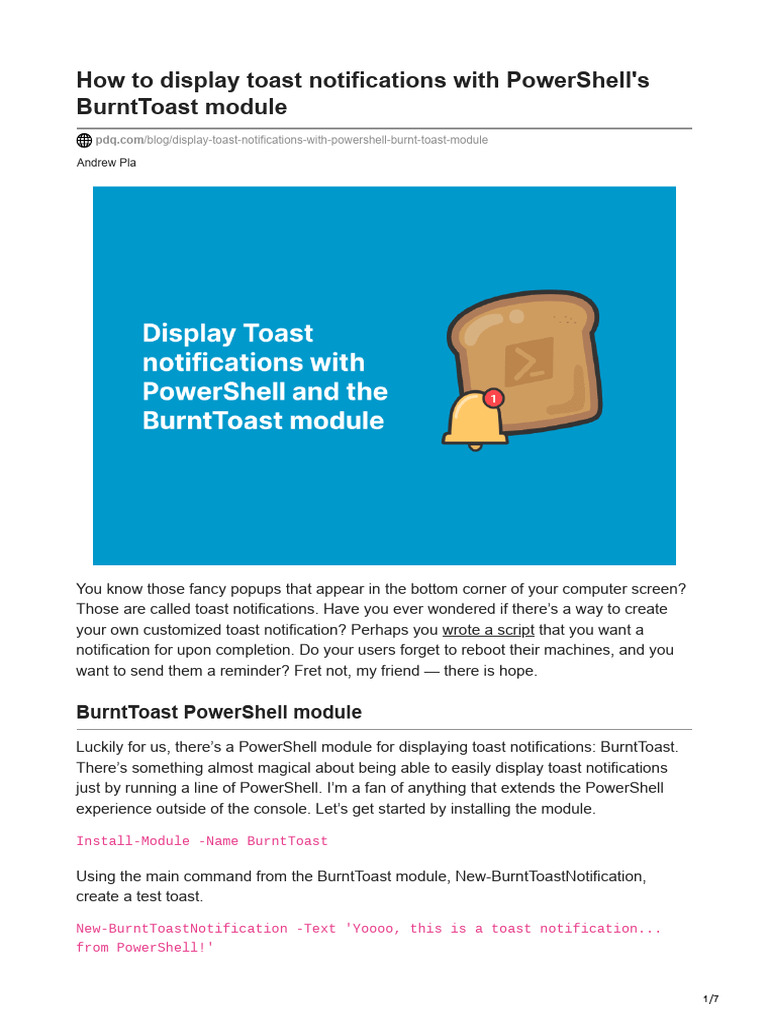 PowerShell Toast Notifications Guide | PDF | Microsoft Windows ...