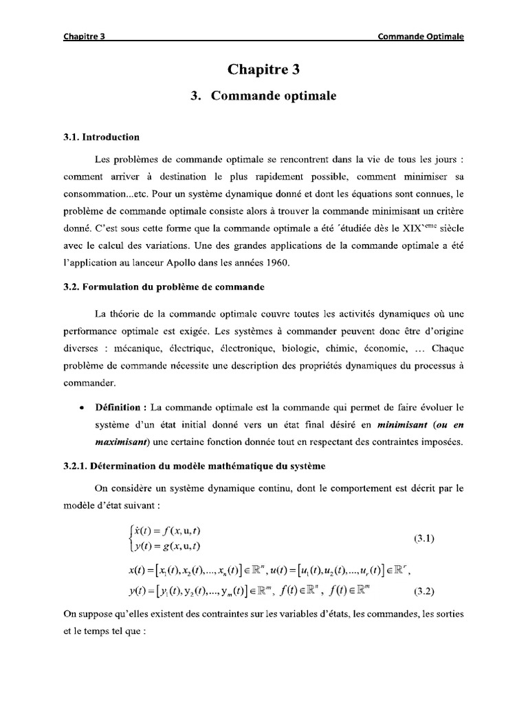 Commande Optimale 1 | PDF