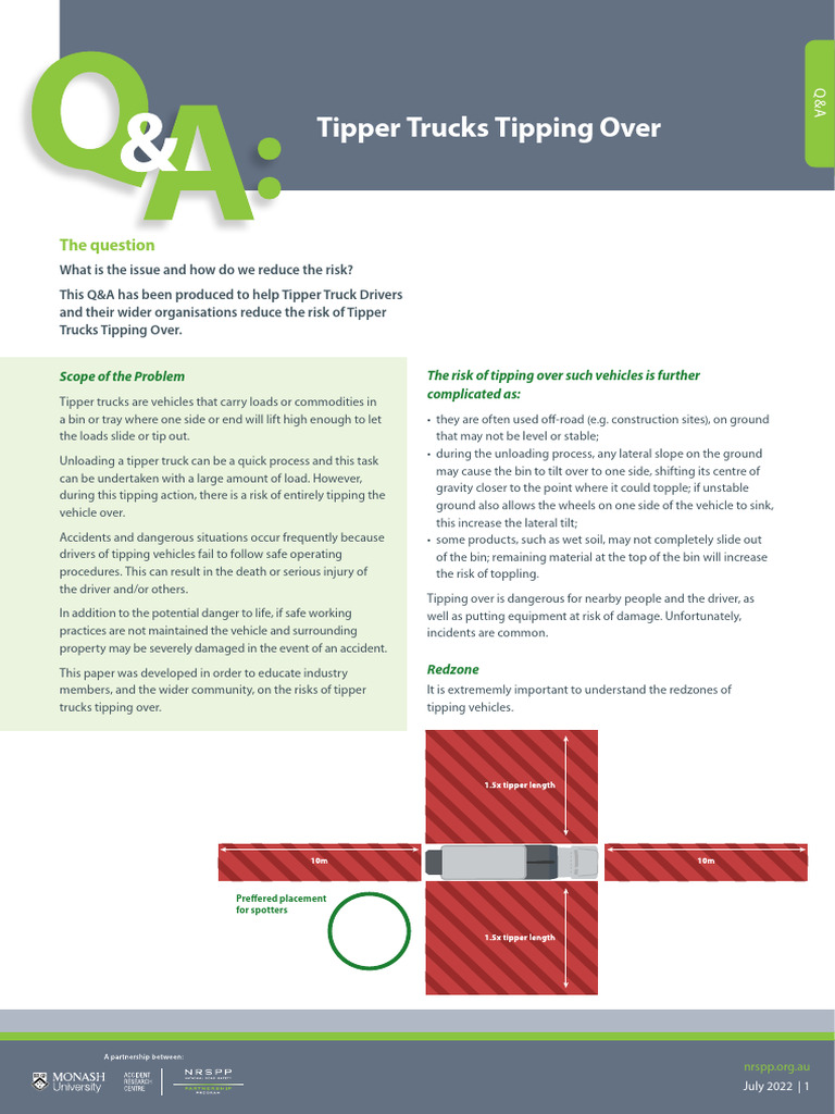 Tipper Truck Tipping Over Safety Guide | PDF | Trailer (Vehicle) | Vehicles