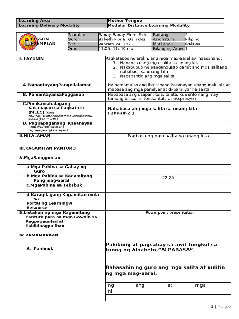 Lesson Exemplar CO1 | PDF