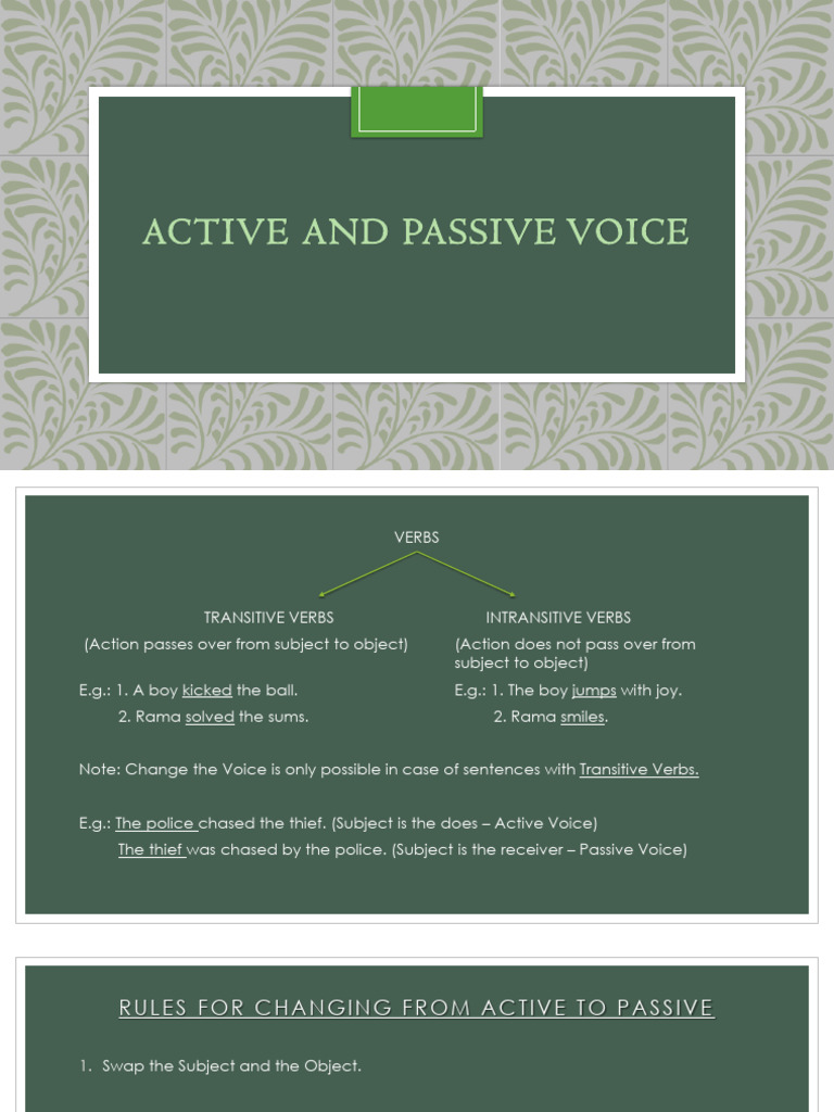 Active and Passive Voice | PDF | Verb | Grammatical Tense