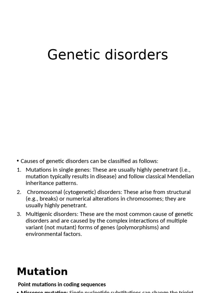 Genetic Disorders 091448 | PDF | Point Mutation | Mutation