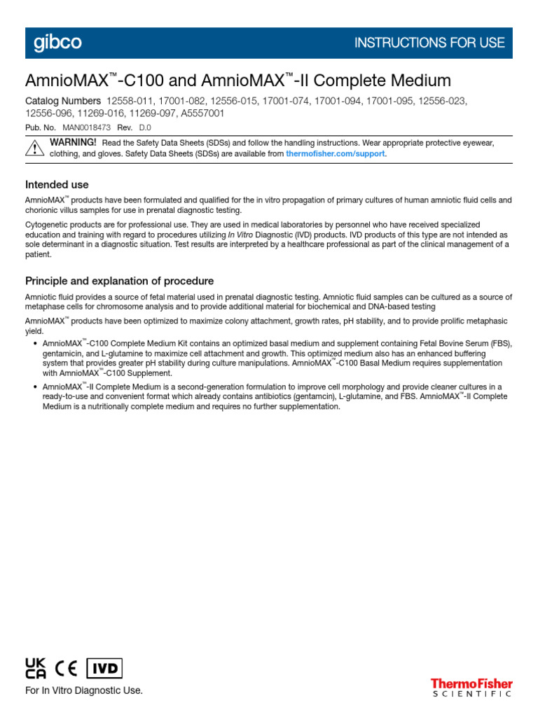 Amniomax Basal 1x | PDF | Cytogenetics