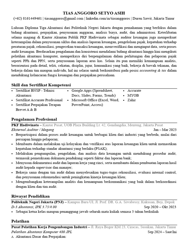 CV Tias Anggoro Setyo Asih - Accounting & Tax | PDF | Bisnis