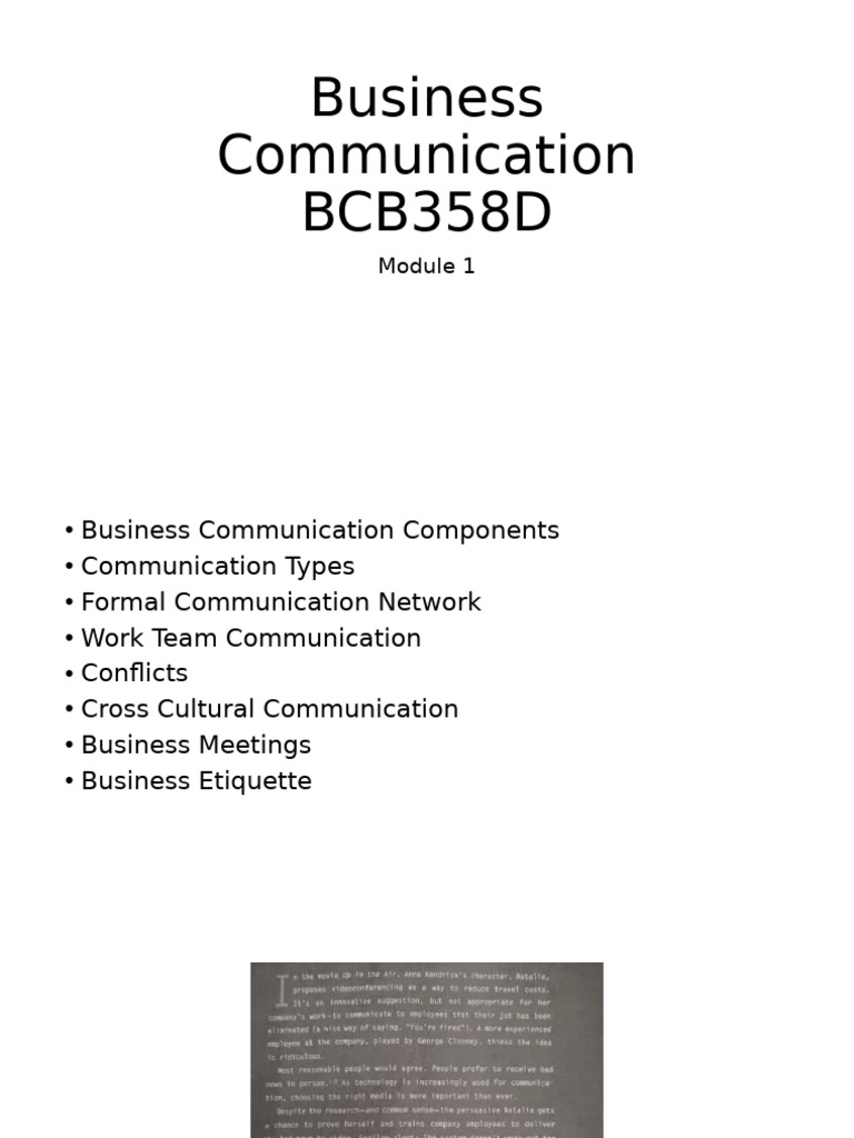 Business Communication Module 1 | PDF | Communication | Nonverbal ...