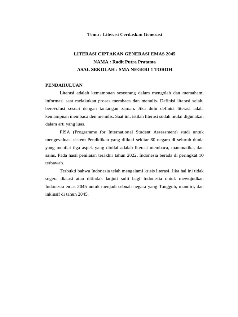 Template Esai Untuk Lomba Esai Nasional Siswa Sma SMK 2021 Fmipa Uii ...