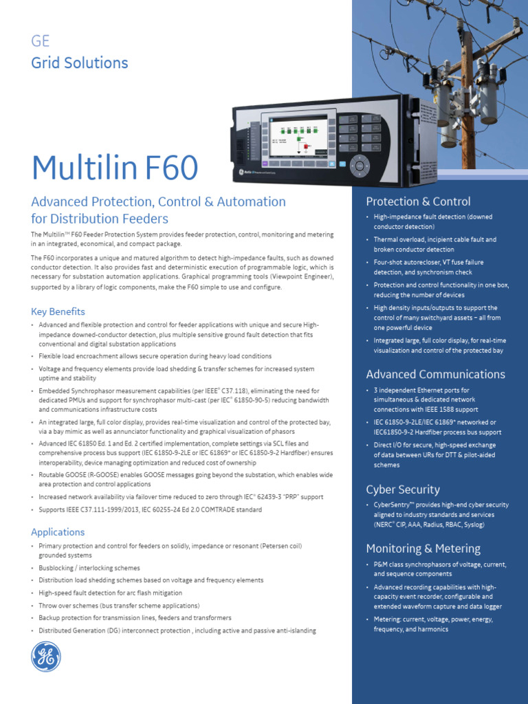 Multilin F60 Brochure EN 12595M LTR 202302 | PDF | Electrical ...