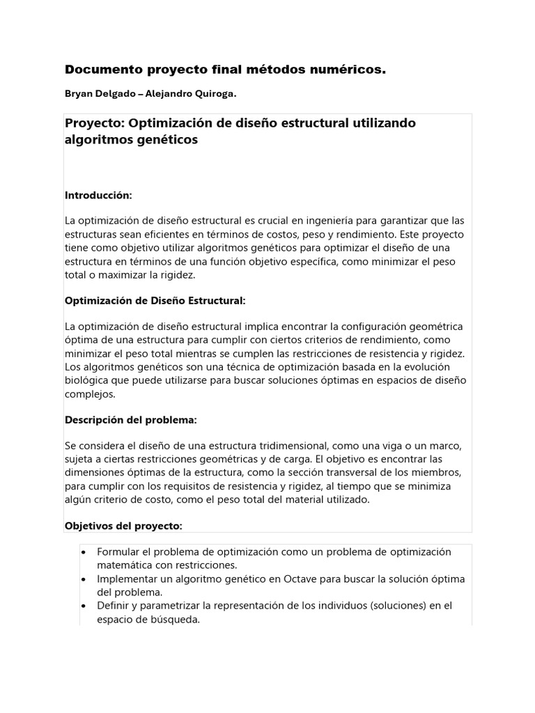 Proyecto Final Metodos Numéricos Bryan Delgado Alejandro Quiroga | PDF ...