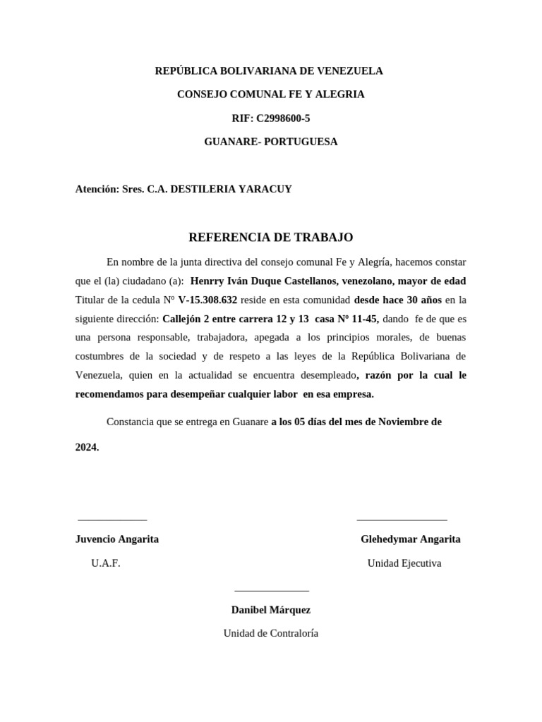DOC-Henrry Yvan Duque 2024 | PDF | Venezuela