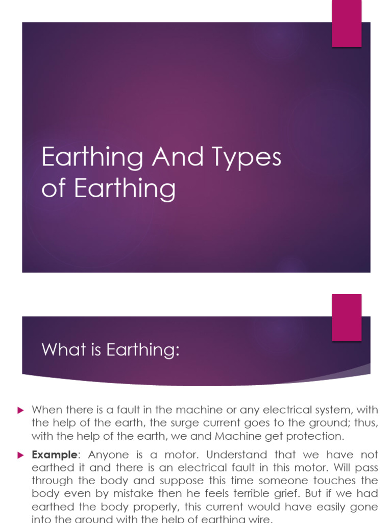 Earthing PPT | PDF | Electrical Components | Building Engineering